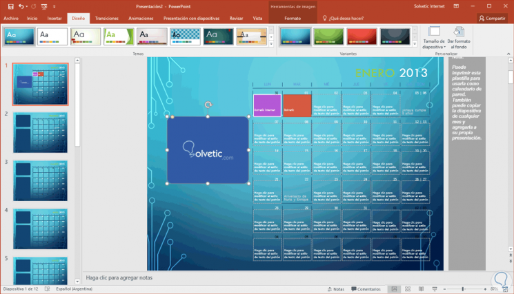 Cómo crear calendario personalizado 2018 con PowerPoint - Solvetic