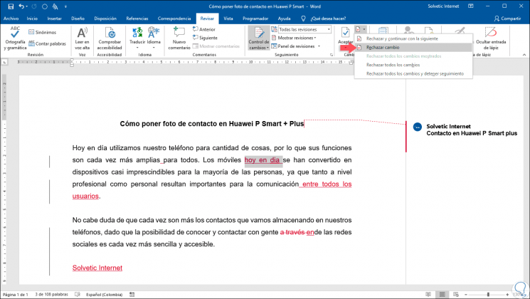 Cómo activar o quitar el control de cambios Word 2019 y Word 2016 ...