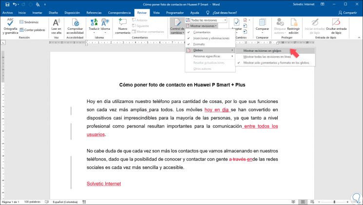 Cómo activar o quitar el control de cambios Word 2019 y Word 2016 ...