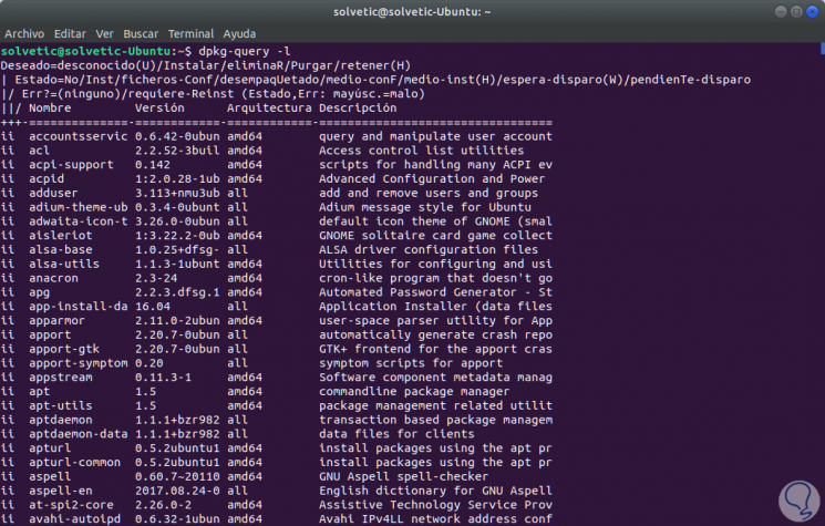 Cómo ver listado de paquetes instalados en Linux Ubuntu - Solvetic Cómo ver listado de paquetes instalados en Linux Ubuntu - Solvetic