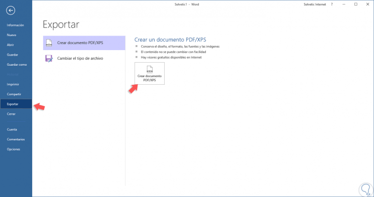 Exportar documentos de Word a PDF, Página web html u otro formato - Solvetic