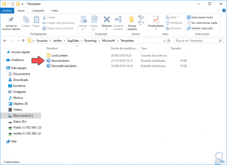Normal.dotm Location Win 10