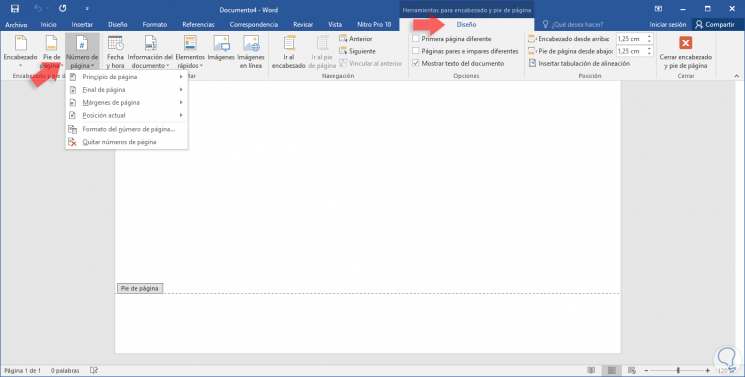 Cómo numerar las páginas en Word 2019 y Word 2016 - Solvetic