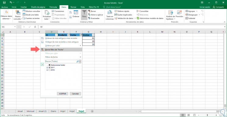 Cómo filtrar datos en Excel 2016, 2013 - Solvetic
