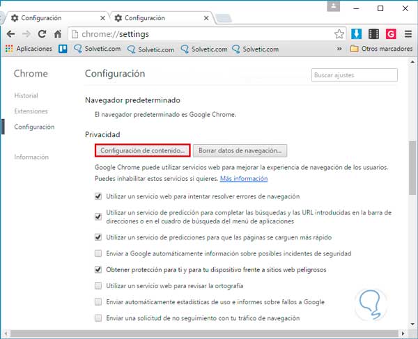 Activar o desactivar el complemento JavaScript en Chrome - Solvetic