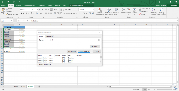 Cómo usar buscar y reemplazar en Excel 2016 - Solvetic