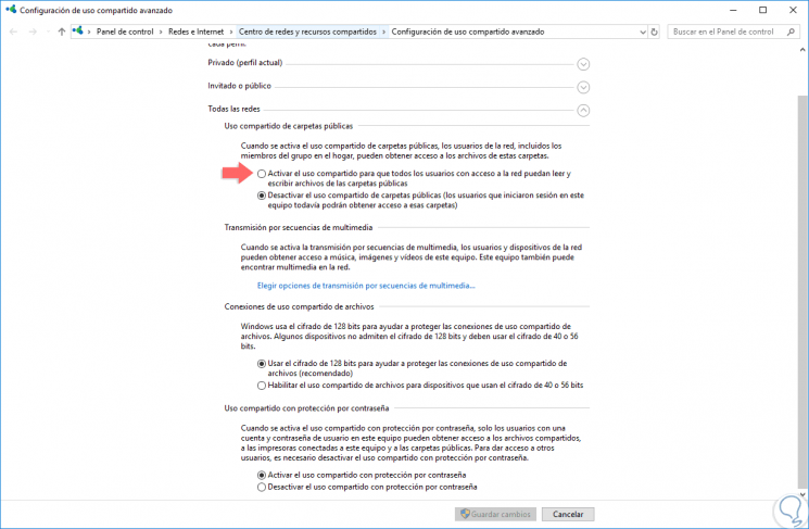 Activar DETECCION DE REDES Windows 10 | Uso compartido - Solvetic