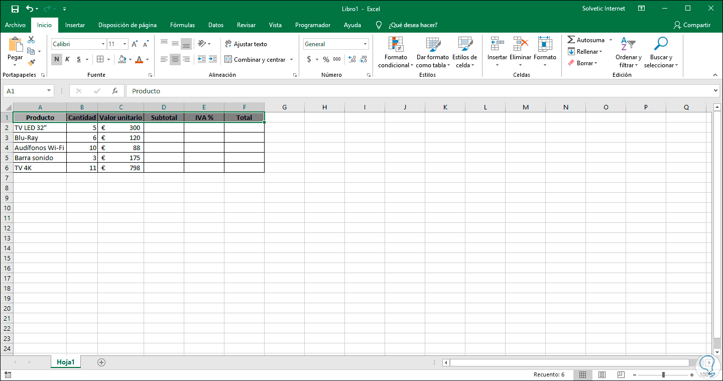 Cómo sacar el IVA y subtotal en Excel 2019 y 2016 ️ - Solvetic