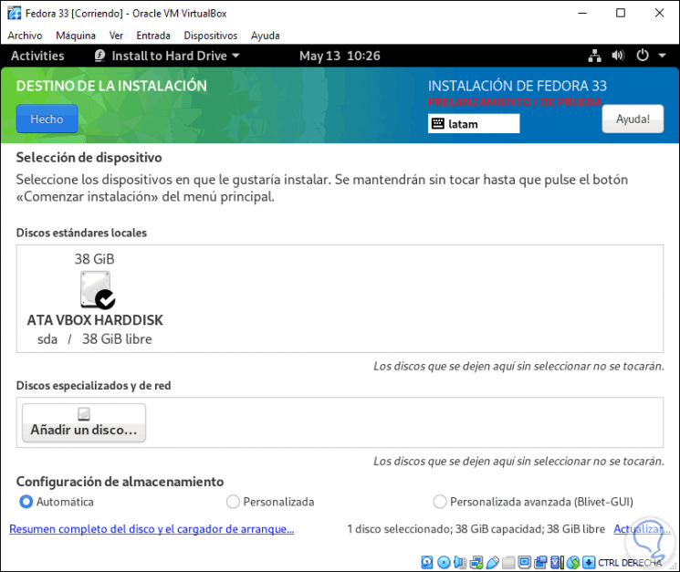 Cómo instalar Fedora 33 en VirtualBox - Solvetic