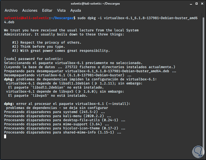 Cómo instalar VirtualBox en Kali Linux 2020 - Solvetic