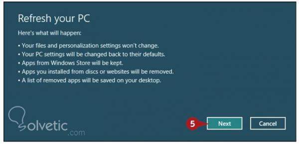 Reinstalar Windows 8 - Refresh Pc - Solvetic