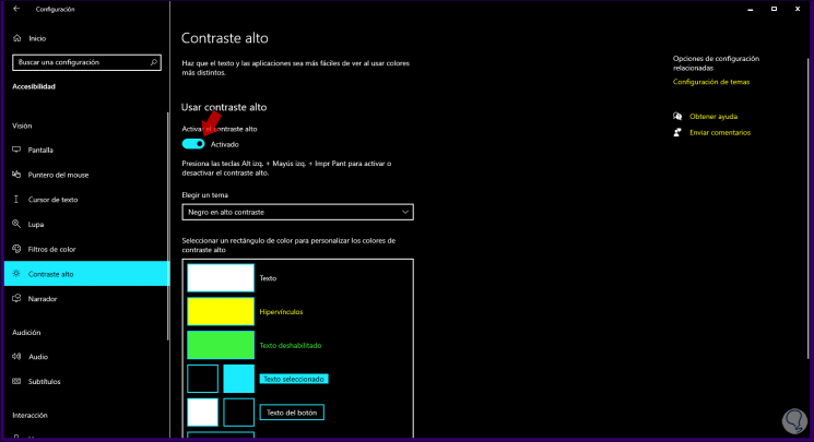 Cómo quitar el modo Contraste Alto en Windows 10 - Solvetic