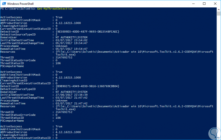 Administrar Windows Defender con PowerShell Windows 10 - Solvetic