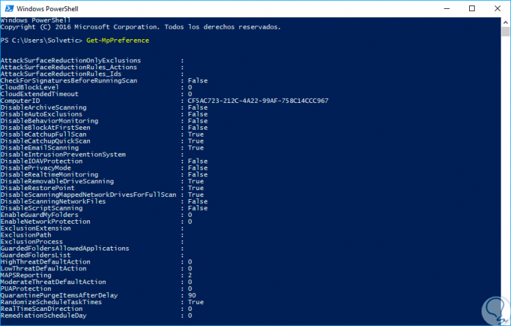 Administrar Windows Defender con PowerShell Windows 10 - Solvetic