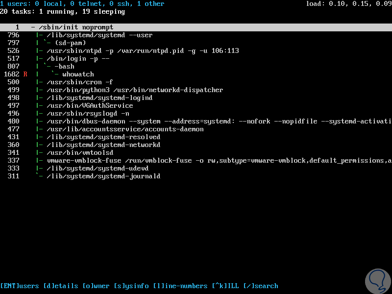 Whowatch: Monitorizar usuarios y procesos Linux en tiempo real - Solvetic