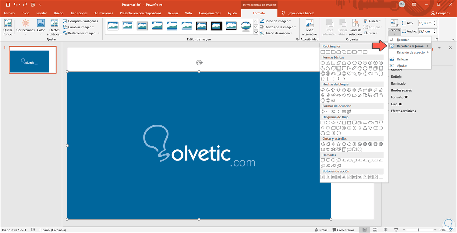 Cómo recortar una imagen en PowerPoint 2019, 2016 - Solvetic Cómo recortar una imagen en PowerPoint 2019, 2016 - Solvetic
