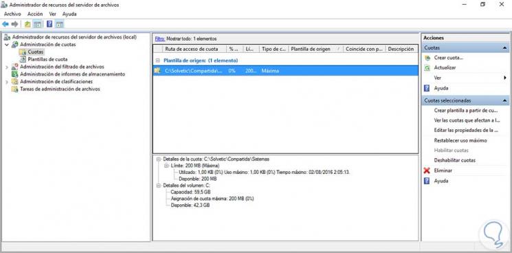 Administrar cuotas con File Server Manager Windows Server - Solvetic