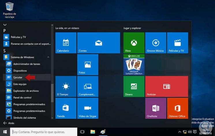 Añadir comando ejecutar en menu inicio de Windows 10 - Solvetic