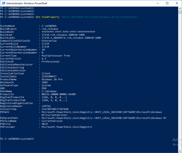 Comando Powershell version Windows - Solvetic