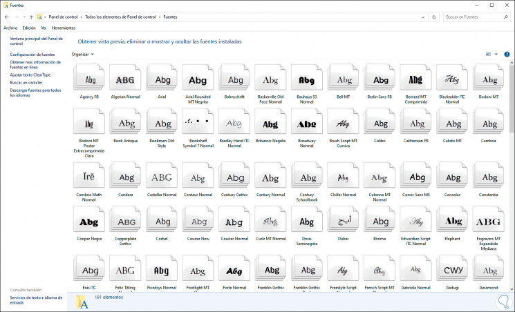 Ver fuentes instaladas Windows 10 - Solvetic