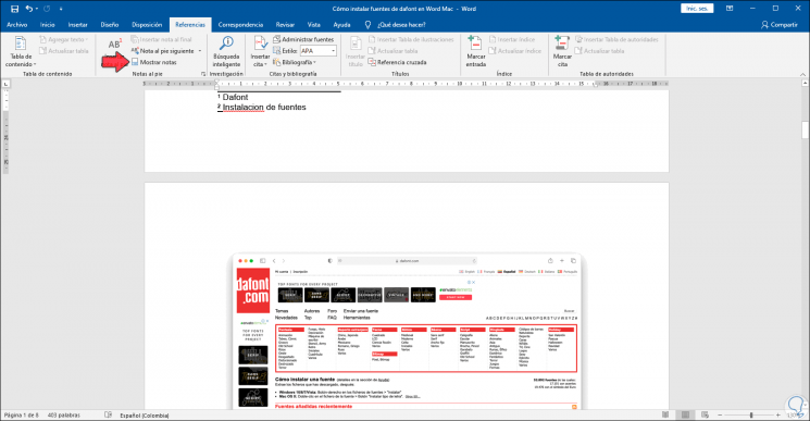 Insertar Nota al pie de página Word 2019 - Solvetic