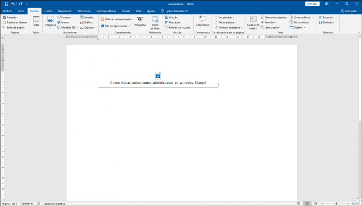 Cómo insertar un vídeo en Word 2019 desde PC o YouTube - Solvetic