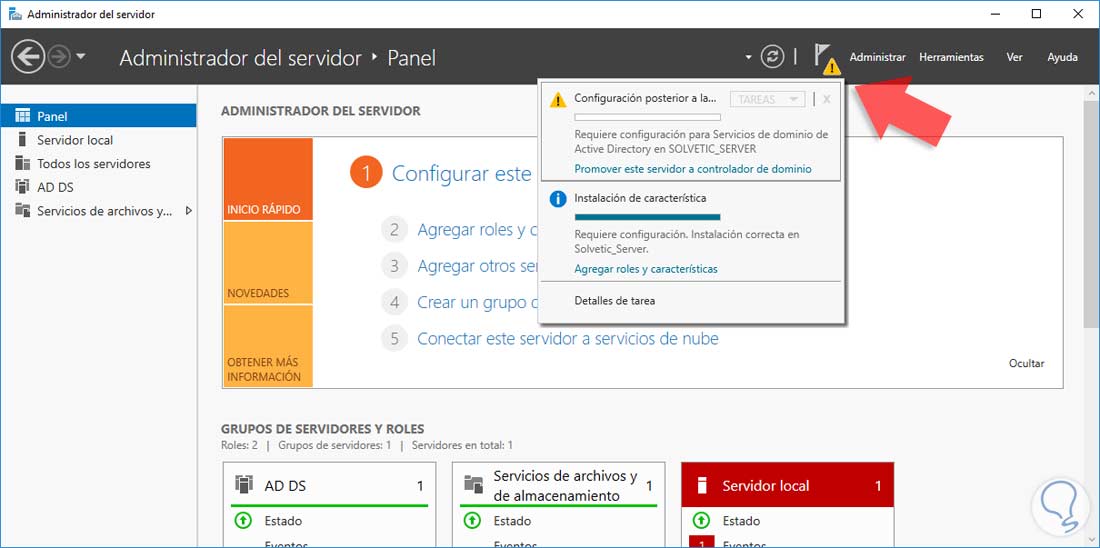 Cómo crear controlador de dominio Windows Server 2016 - Solvetic