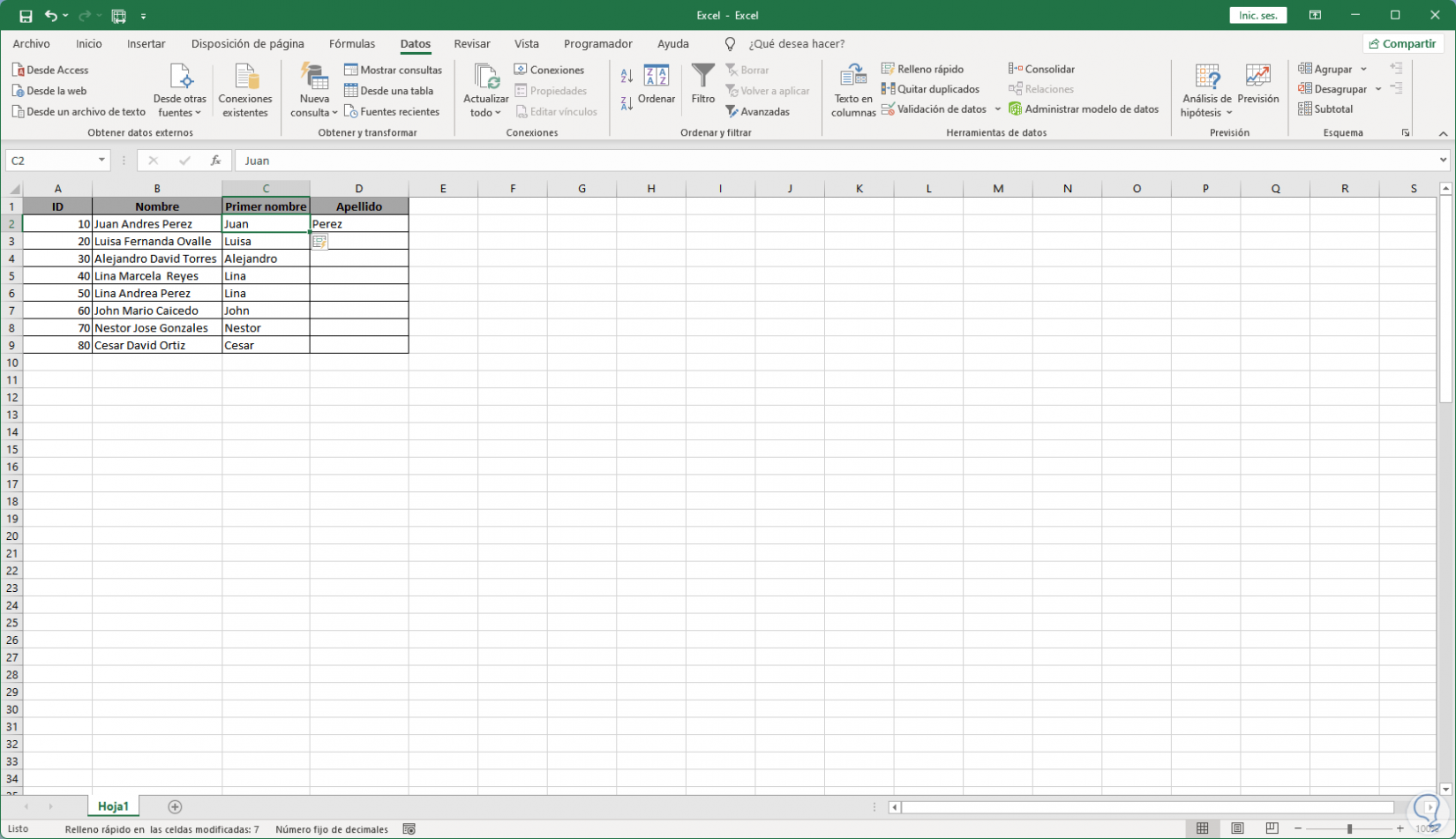 Cómo separar Nombre de Apellidos en Excel ️ - Solvetic Cómo separar Nombre de Apellidos en Excel ️ - Solvetic