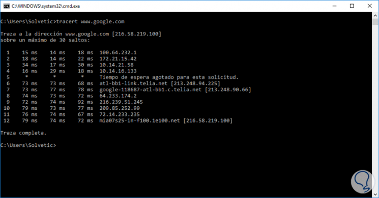 Comando tracert para diagnosticar conexiones de red (Traceroute) - Solvetic