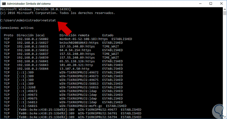 Usar NETSTAT para ver puertos abiertos Windows Server 2016 - Solvetic