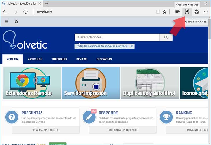 Cómo crear notas en páginas web con Microsoft Edge en Windows 10 - Solvetic Cómo crear notas en páginas web con Microsoft Edge en Windows 10 - Solvetic